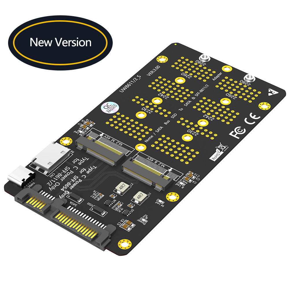 New Version 2 In 1 Combo M.2(NGFF) NVMe SSDSATA-Bus SSD To SFF-8654 And ...